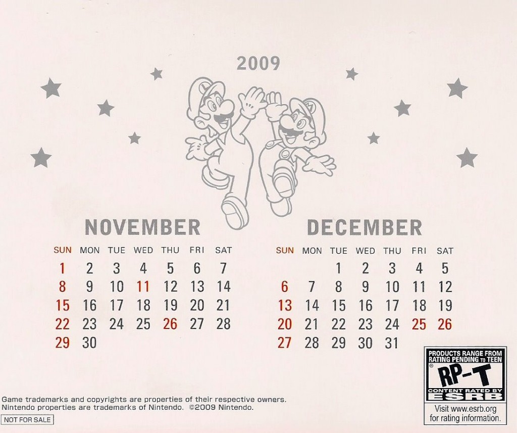 Club Nintendo Calendar Unveiled! - Infendo: Nintendo News, Review, Blog ...